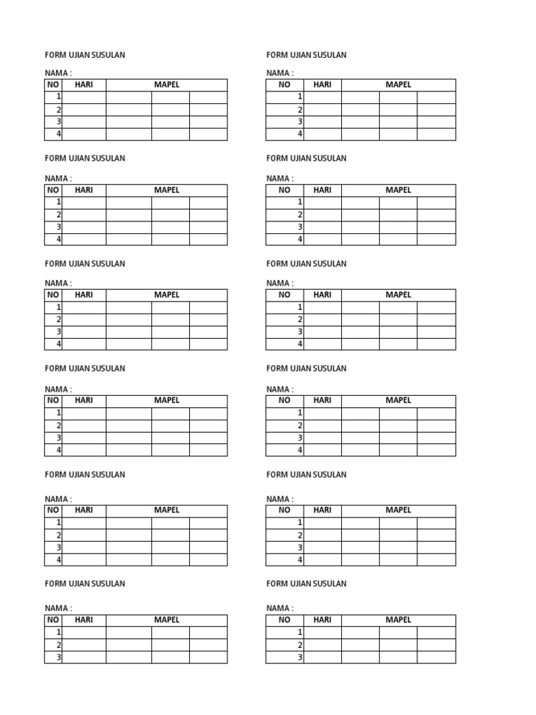 Form Ujian Susulan | PDF