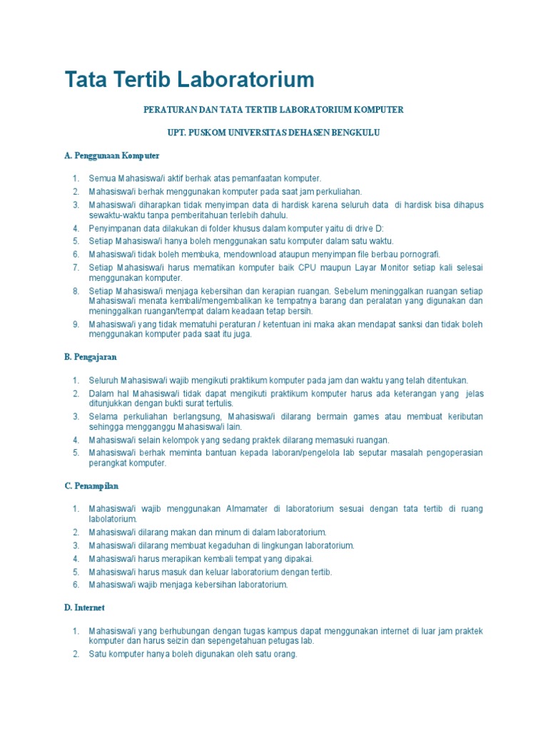 Tata Tertib Laboratorium | PDF