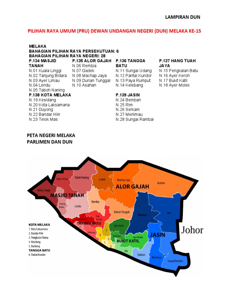 Peta Parlimen & Dun Melaka | PDF