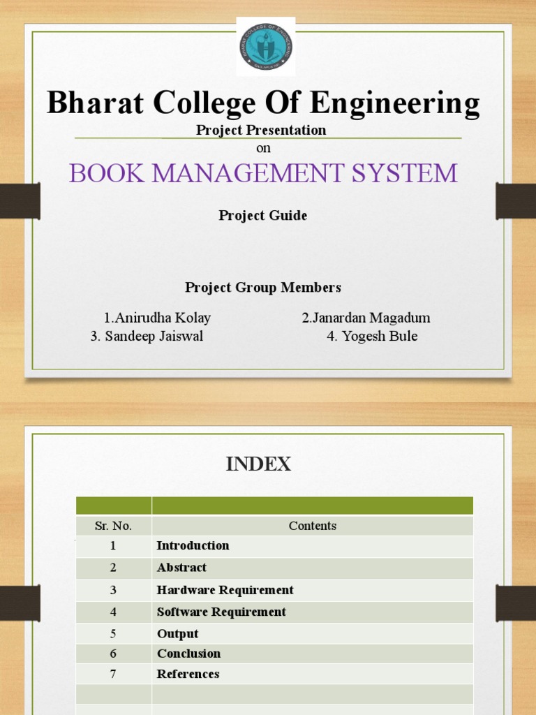 Book Management System: A Project Presentation on Developing a ...