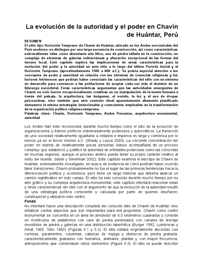 Poder y autoridad en Chavín de Huántar | PDF | Liderazgo | Chamanismo