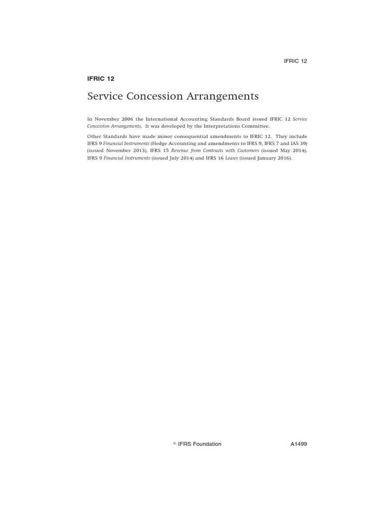 IFRIC 12 - Service Concession Arrangements | Download Free PDF ...
