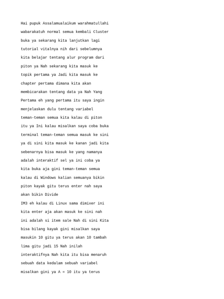 (Indonesian (Auto-Generated) ) Belajar Python (Dasar) - 04 - Mengenal Variabel (DownSub - Com) | PDF