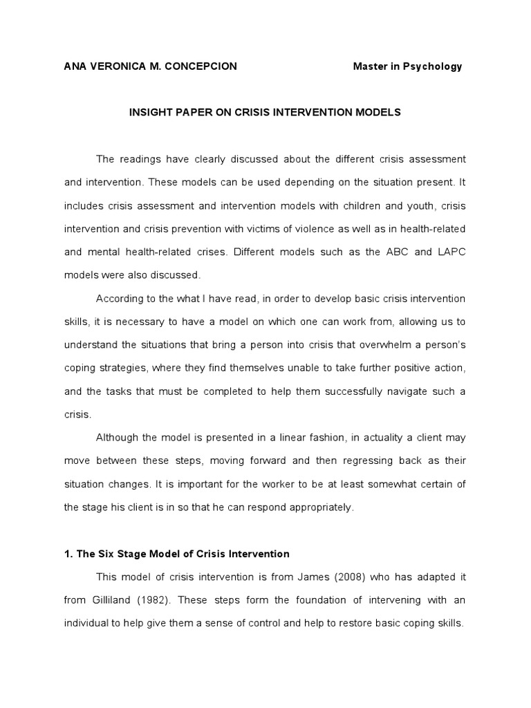 Overview of Crisis Intervention Models | PDF | Risk | Suicide