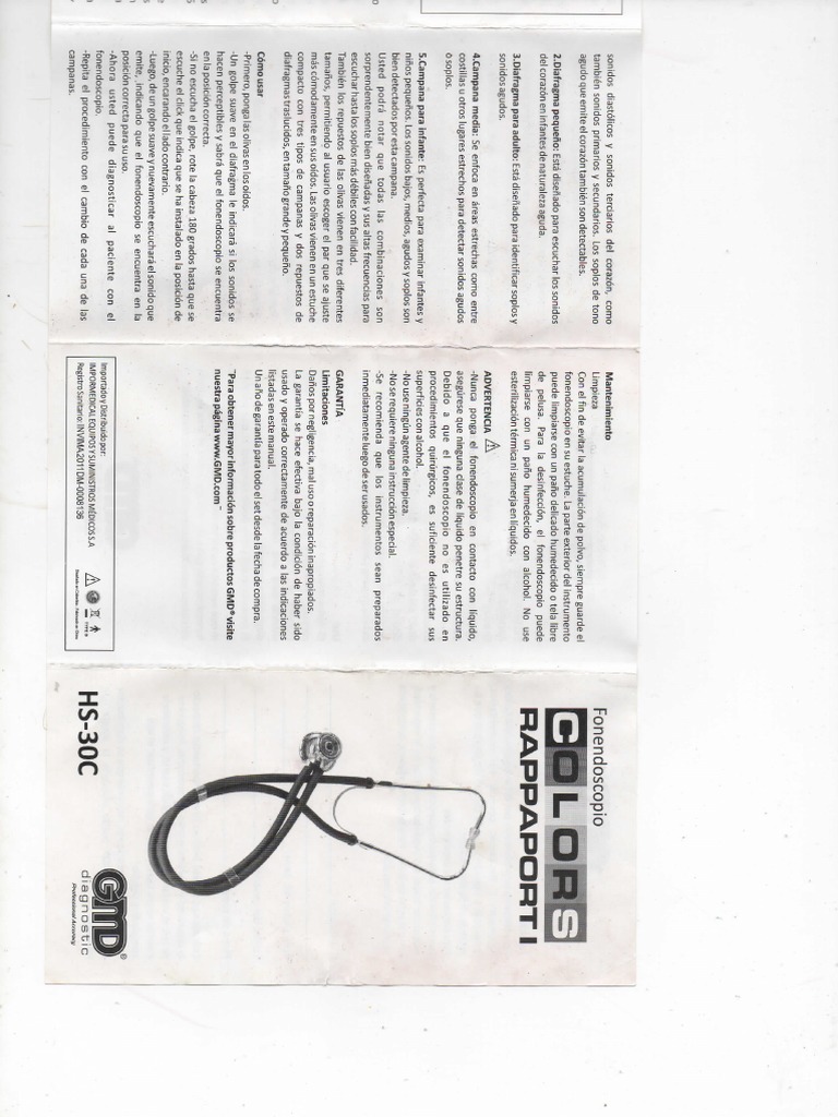Catalogo Fonendoscopios Rappaport I HS-30C GMD | PDF