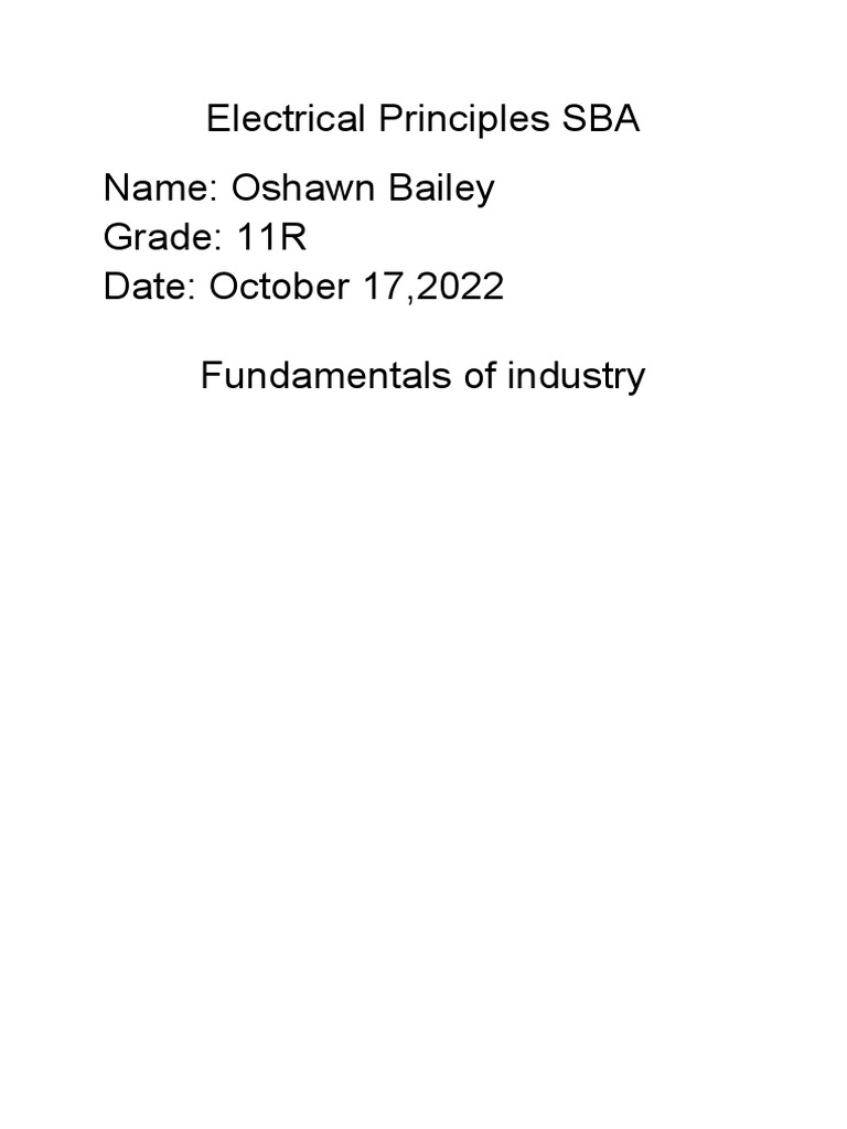 Electrical Principles SBA - Construction vs Manufacturing Industries | PDF