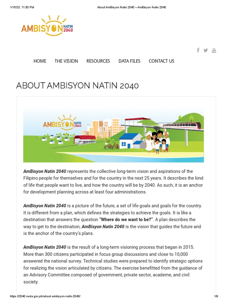 About AmBisyon Natin 2040 - AmBisyon Natin 2040 | PDF | Literacy ...