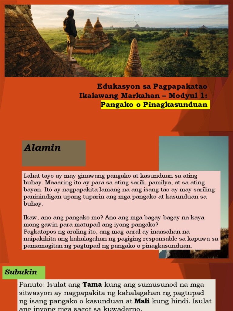 Edukasyon Sa Pagpapakatao Ikalawang Markahan - Modyul 1: Pangako o ...