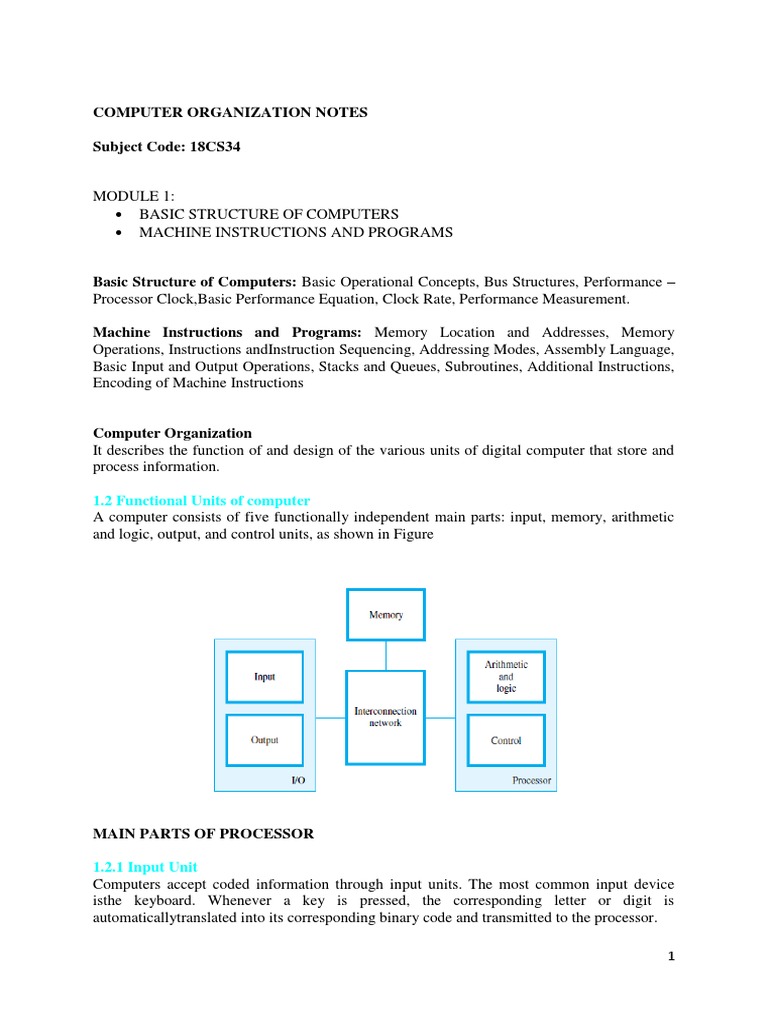 Co Notes Module 1 Pdf Assembly Language Computer Data Storage