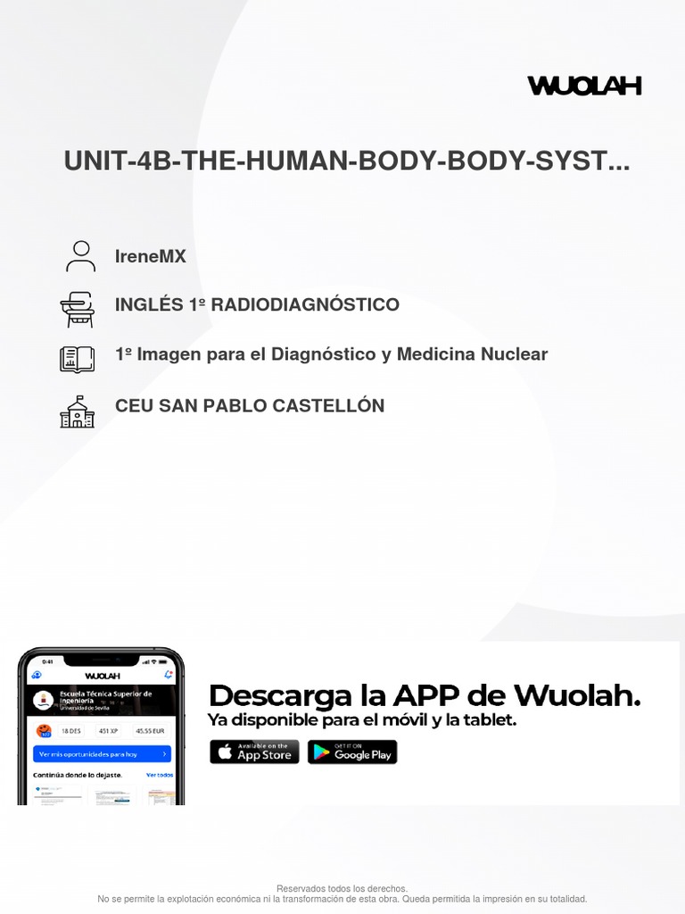 Exercises Unit 4 The Human Body | PDF | Antropometría | Equipo medico