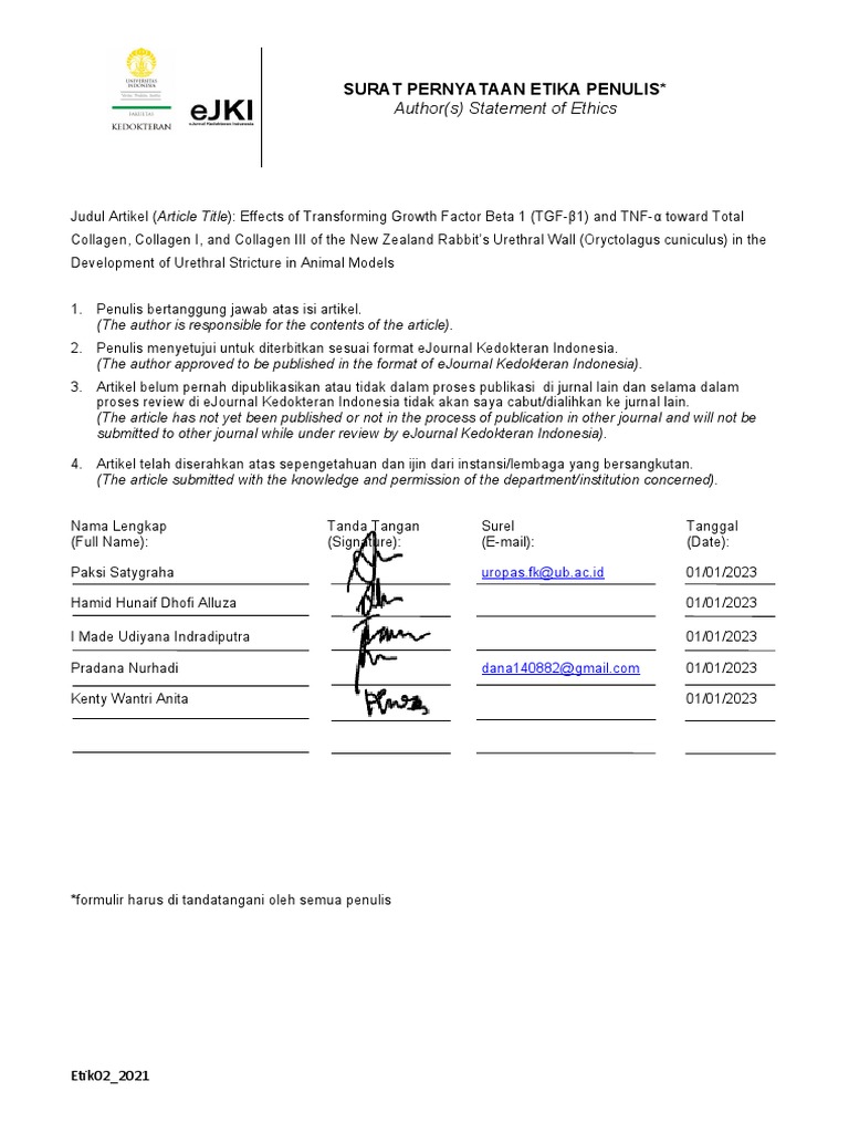 Author(s) Statement of Ethics Form - 2021 | PDF