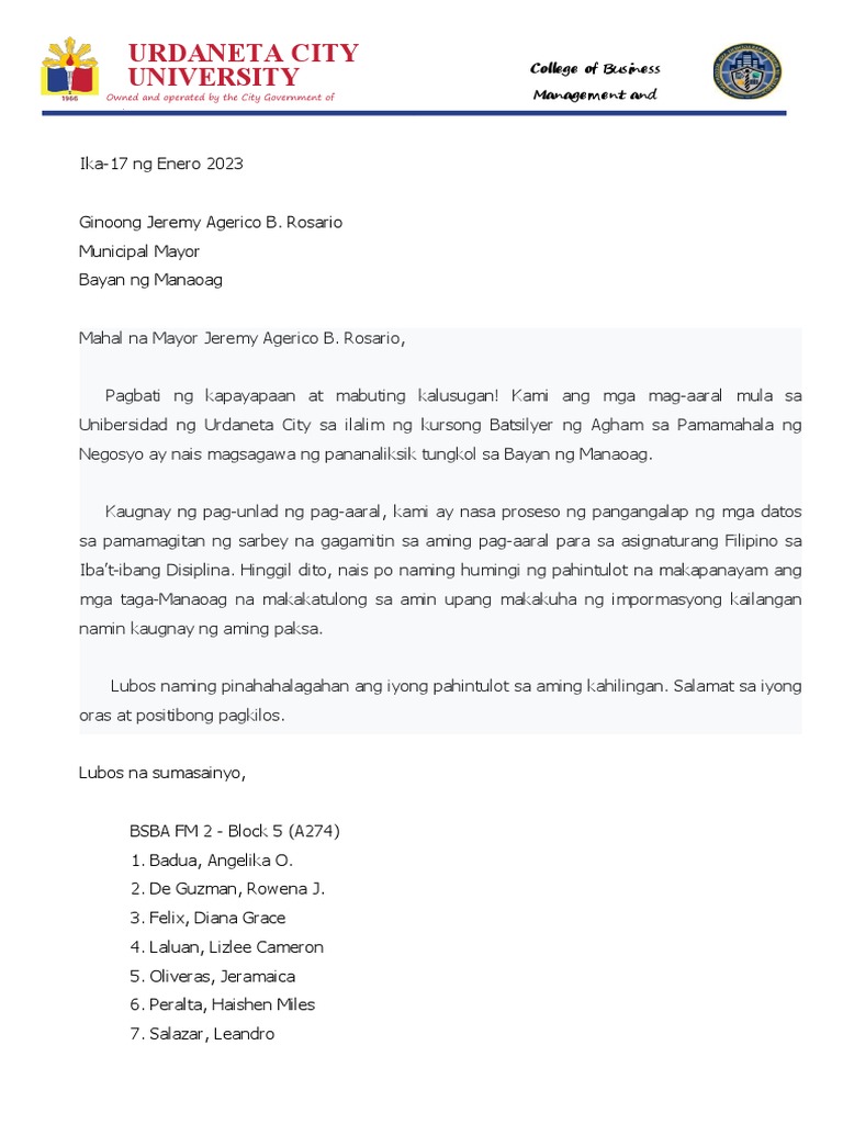 Liham Pagpapaalam | PDF