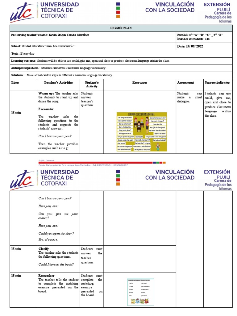 Maximizing Classroom Language Learning: A Lesson Plan for Teaching ...