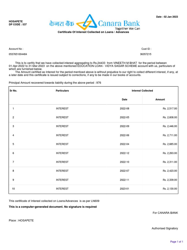 Loan Statement | PDF
