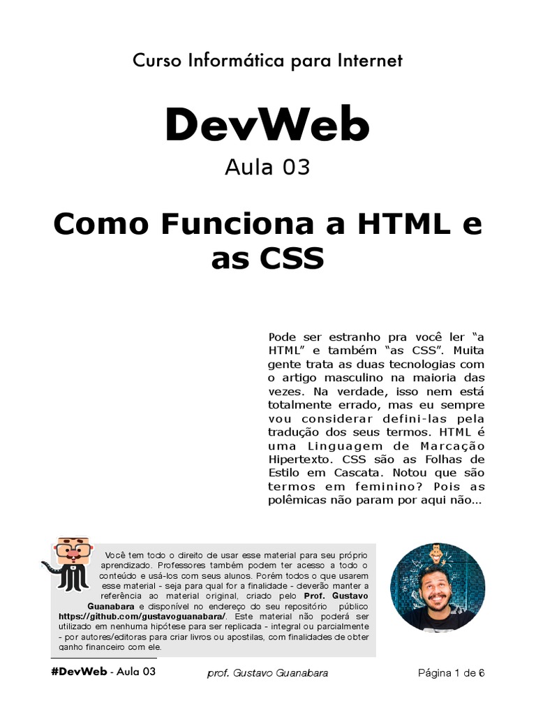 03 - Como Funciona HTML e CSS | PDF | Html | Hipertexto