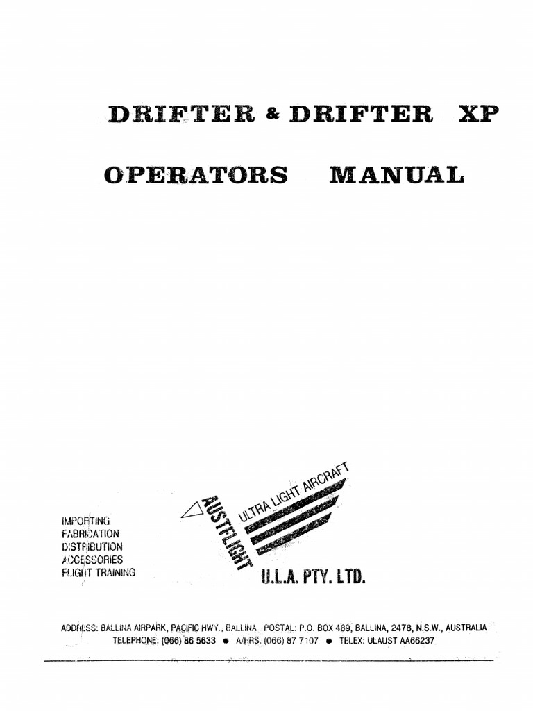 Drifter & Drifter XP Operators Manual | PDF