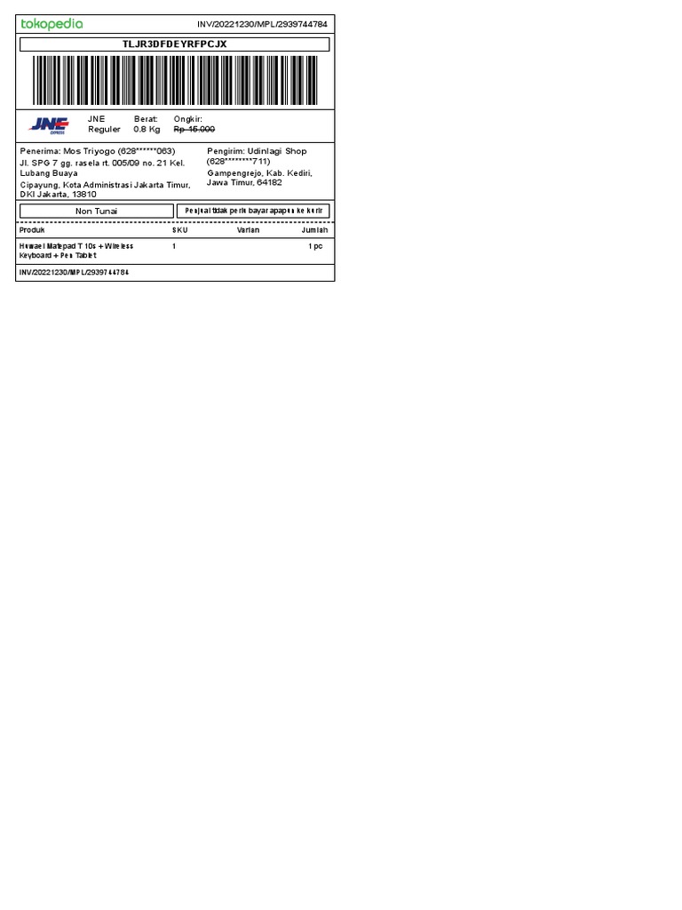 Shipping Label - Tokopedia | PDF
