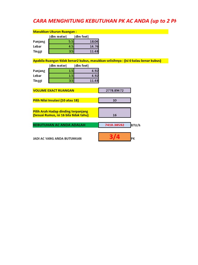 Cara Hitung Kebutuhan PK AC | PDF