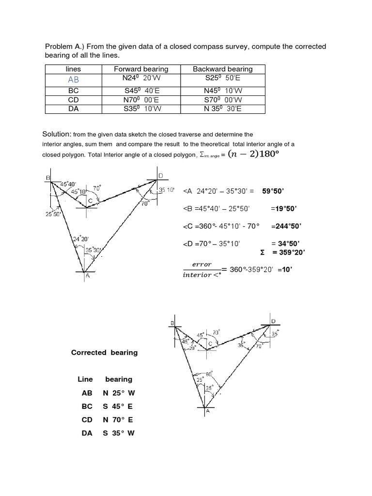 Survey Bearing Corrections | PDF | Elementary Geometry