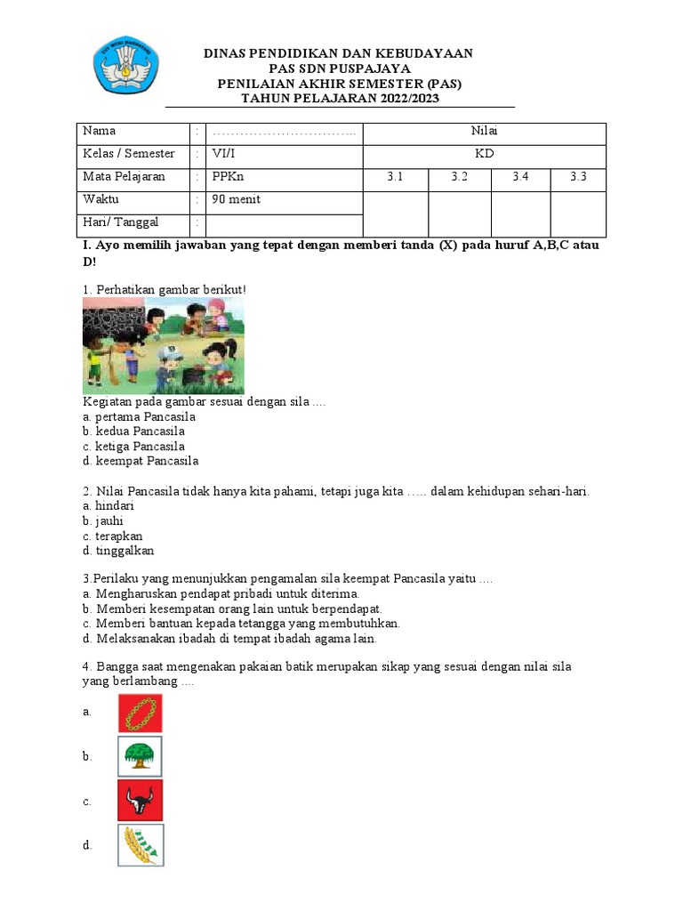 Soal Pas PKN Semester 1 2022 | PDF