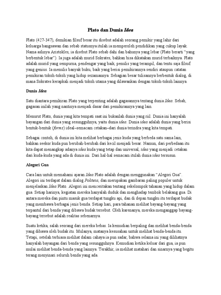 Plato Dan Dunia Idea | PDF
