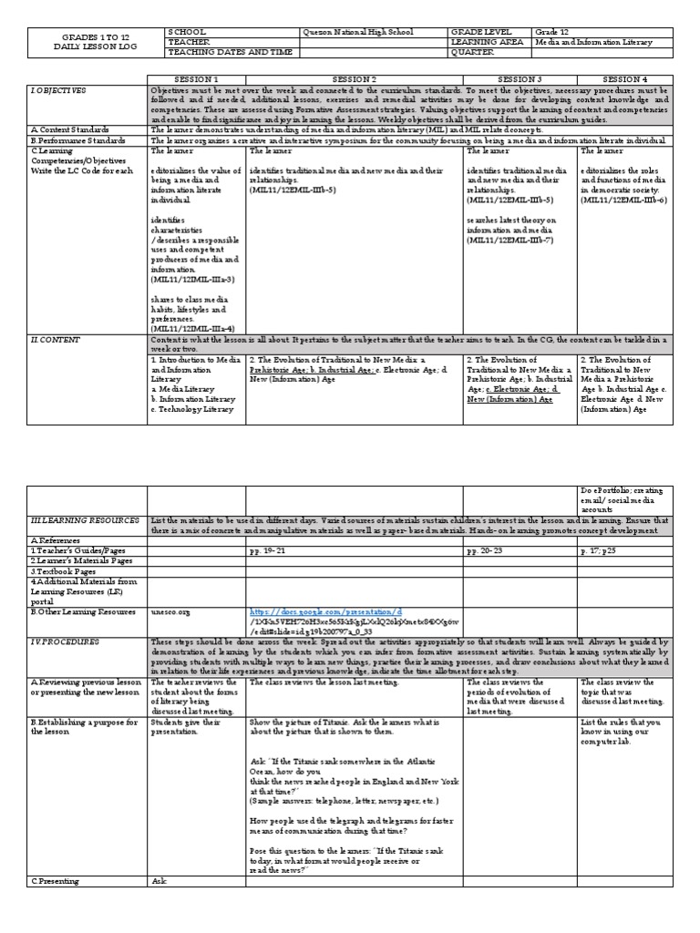 Week 2 Mil DLL Grade 12 | PDF | Learning | Teaching Method