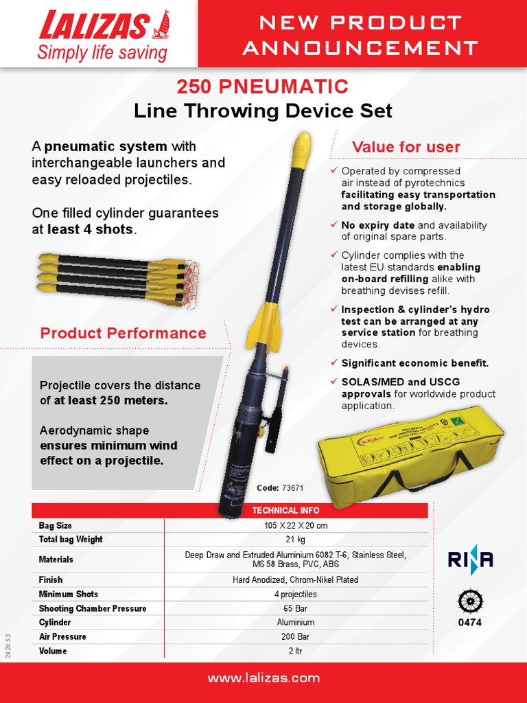 New 250m Pneumatic Line Throwing Device | PDF | Tools | Applied And ...