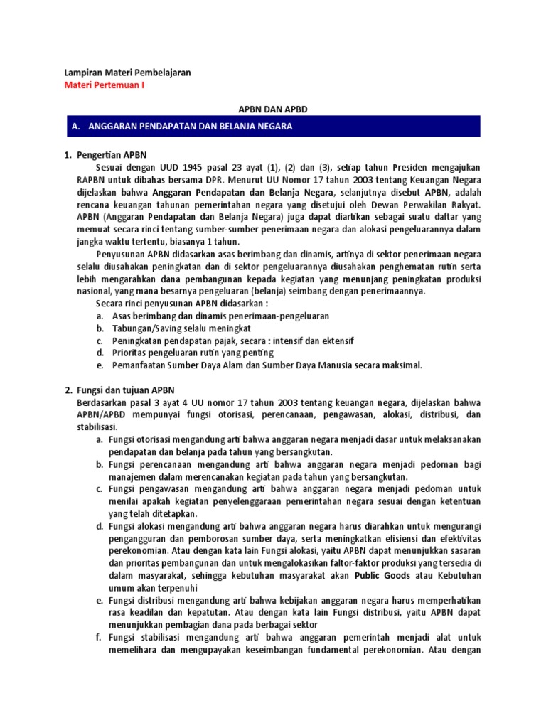 Materi Dan Soal Apbn Apbd | PDF