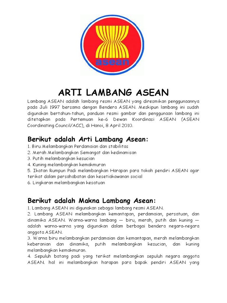 Arti dan Makna Lambang ASEAN | PDF