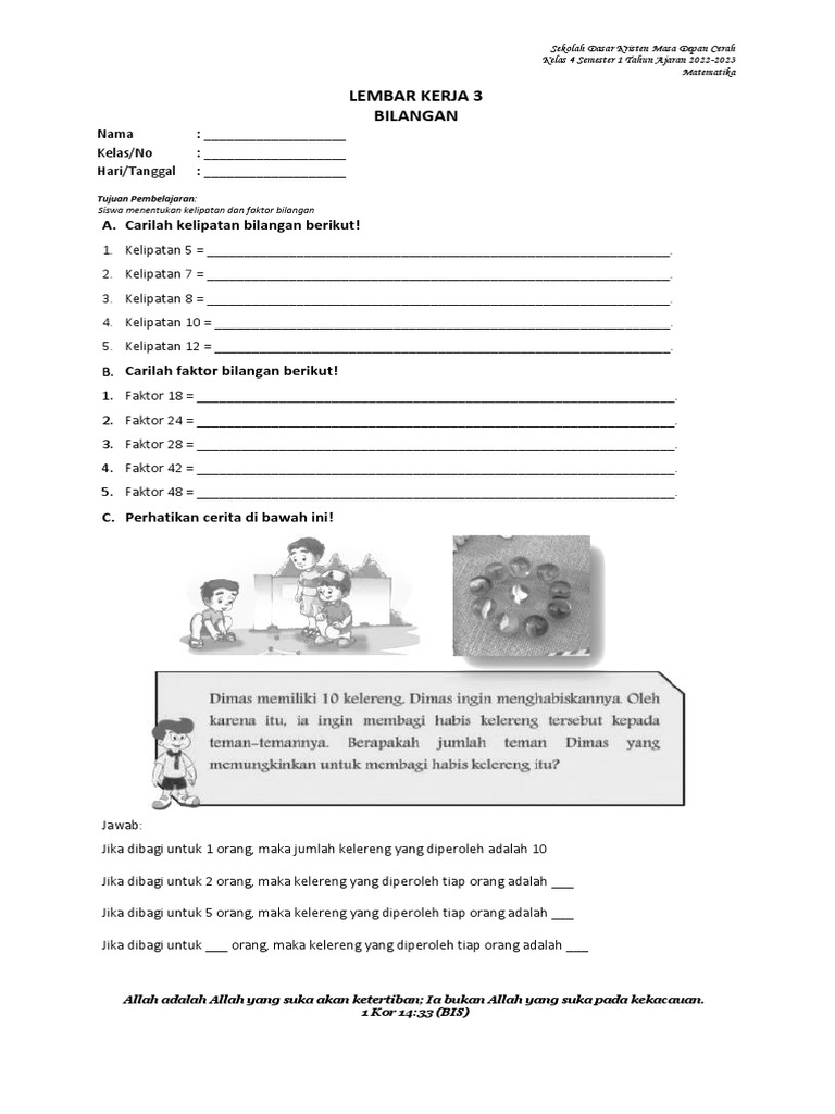 LEMBAR KERJA 3 Kelipatan Dan Faktor | PDF