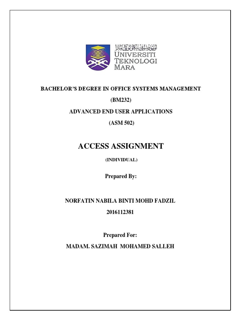 Access Database Assignment Overview | PDF | Table (Database) | Databases