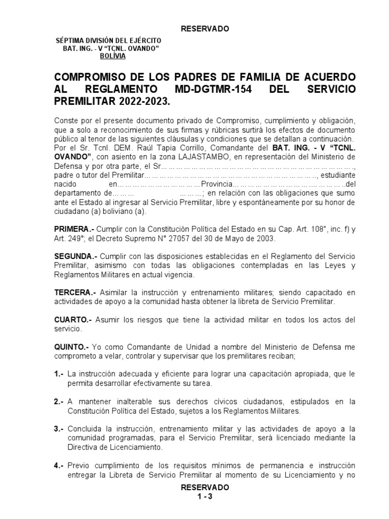 Compromiso y Contrato Padres | PDF