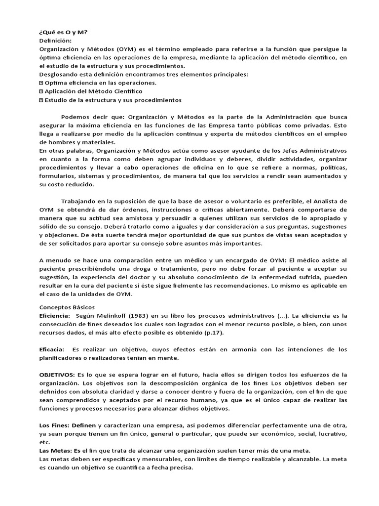 Qué Es O y M | PDF