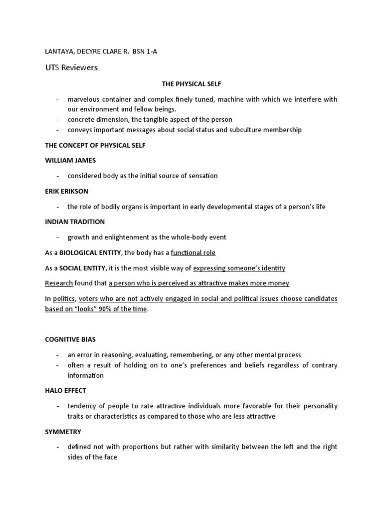 Uts Reviewer | PDF | Adolescence | Love