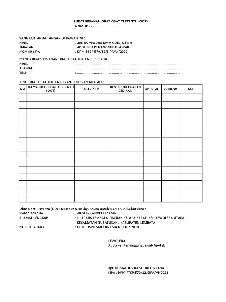 Form SP Oot & Prekursor Umum | PDF