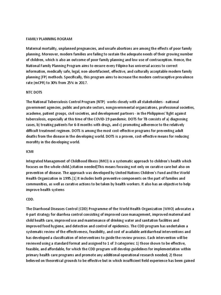 Doh Programs | PDF | Preventive Healthcare | Malaria