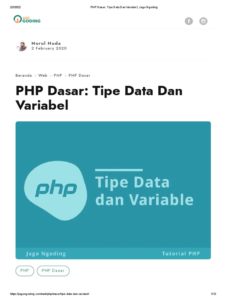 PHP Dasar - Tipe Data Dan Variabel - Jago Ngoding | PDF | Komputer