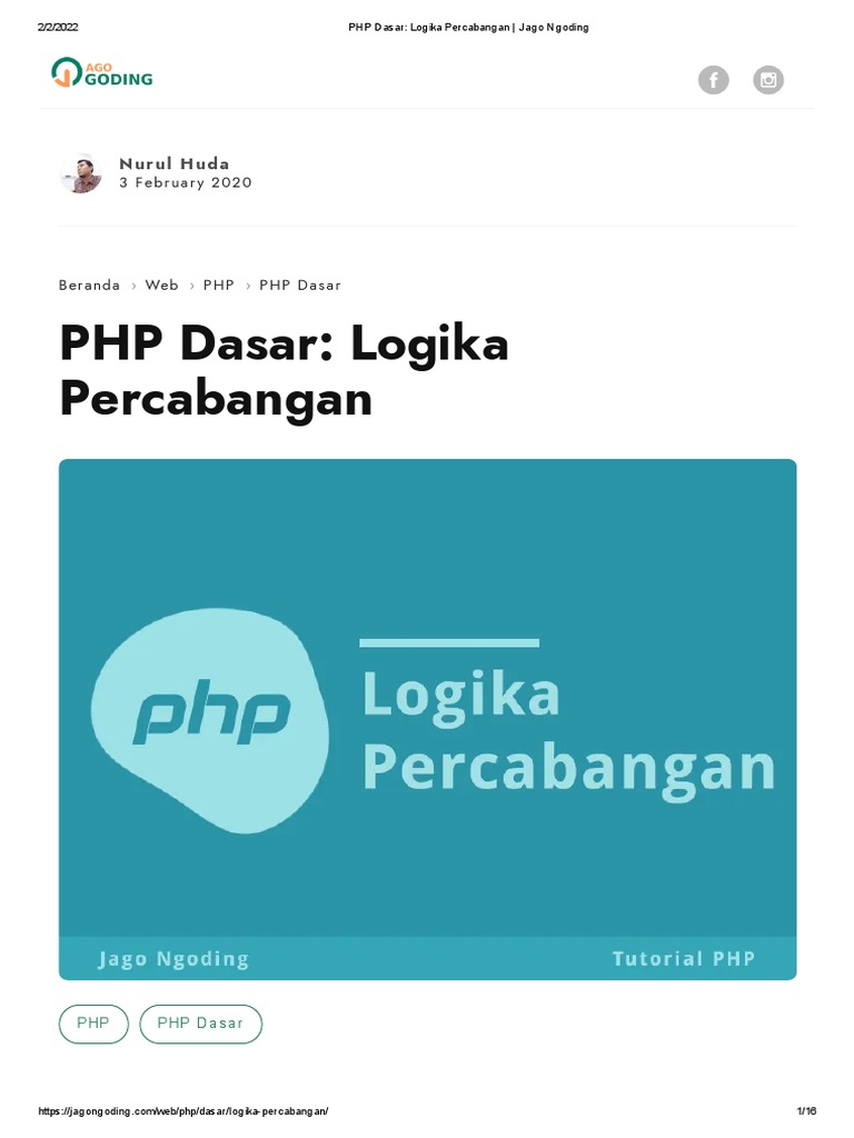 PHP Dasar - Logika Percabangan - Jago Ngoding | PDF | Komputer
