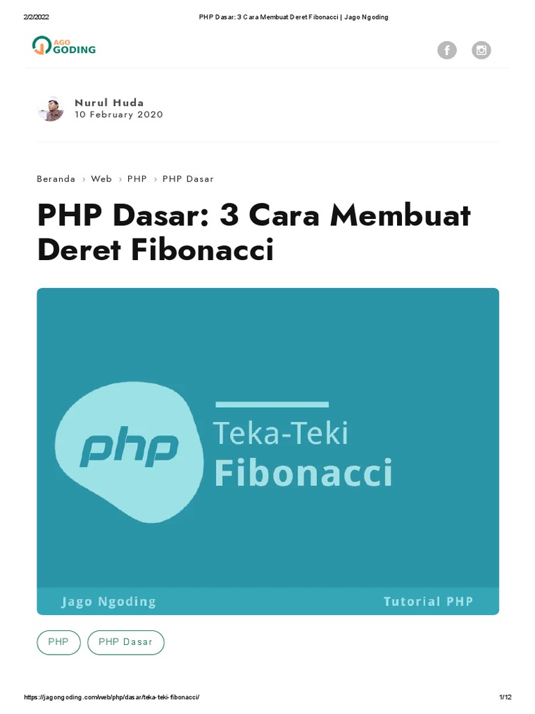 PHP Dasar - 3 Cara Membuat Deret Fibonacci - Jago Ngoding | PDF PHP Dasar - 3 Cara Membuat Deret Fibonacci - Jago Ngoding | PDF