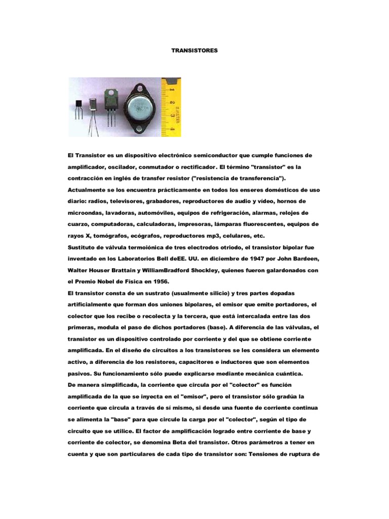 TRANSISTORES | PDF | Transistor | Distribuidor
