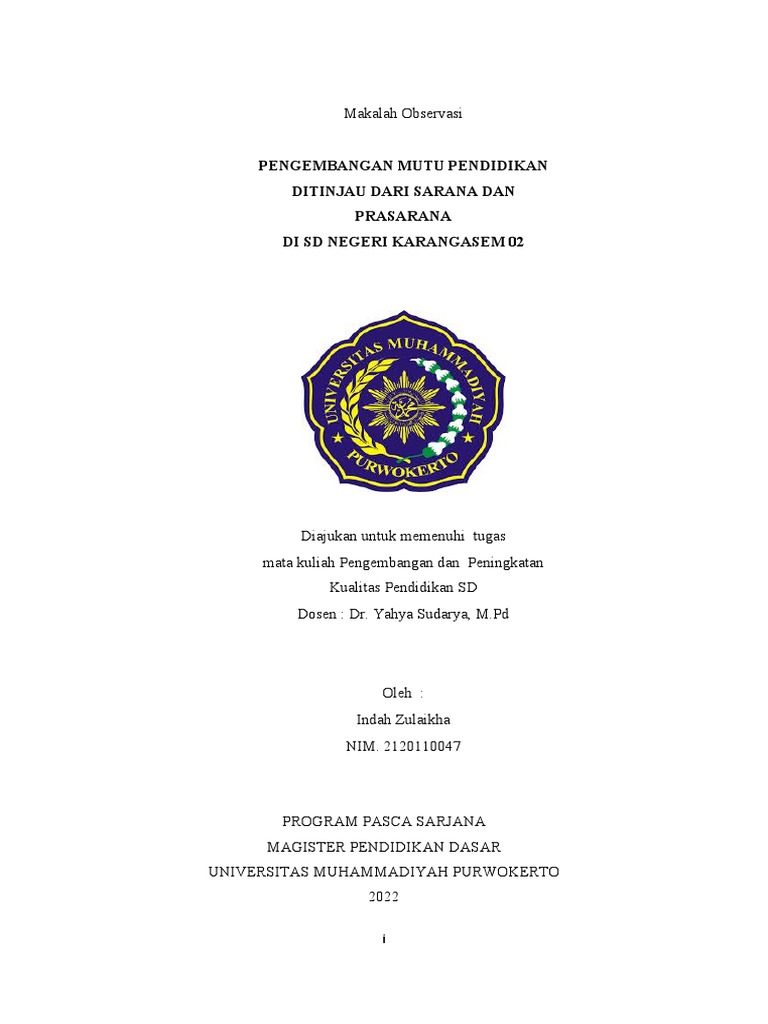 Mutu Pendidikan Melalui Sarana Prasarana | PDF