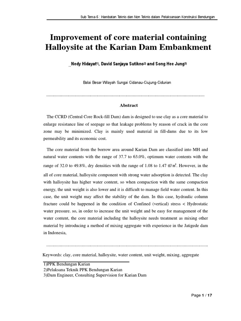 Improvement of Core Material Containing Halloysite at The Karian Dam ...