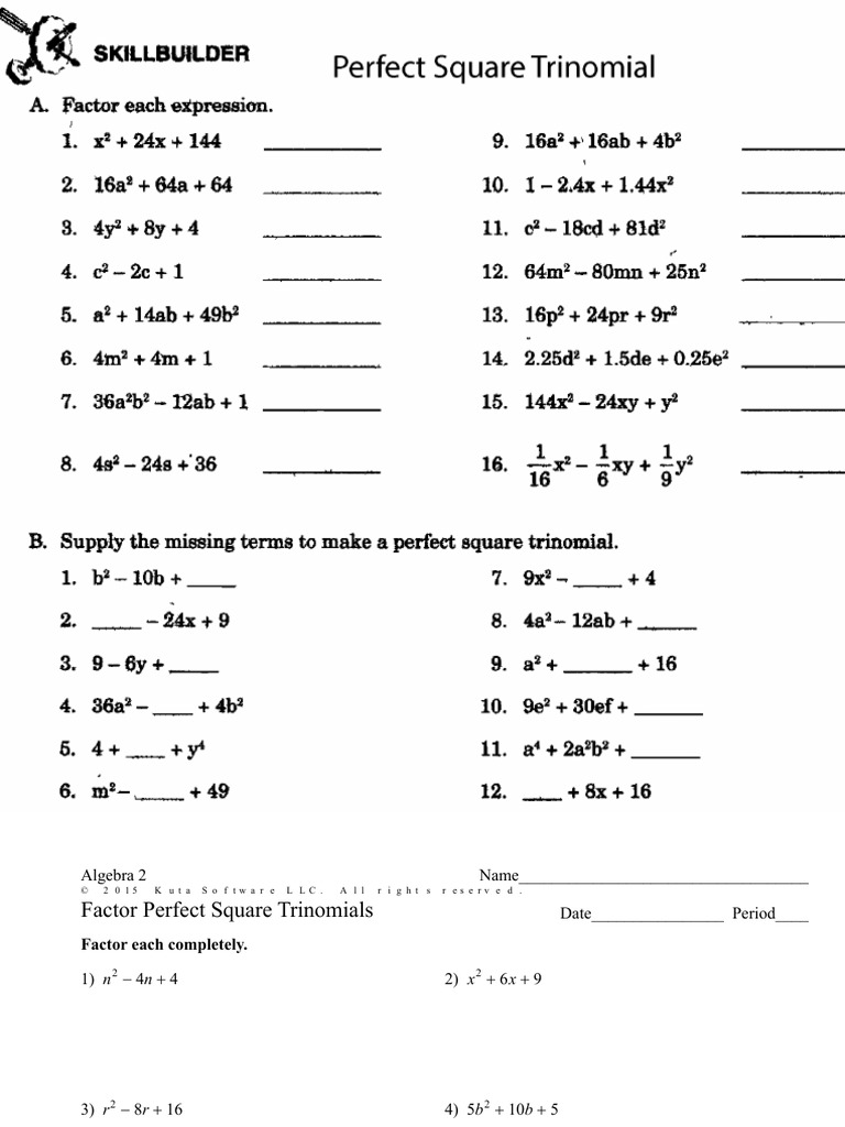Factoring Perfect Square Trinomial | PDF | Factorization | Elementary ...