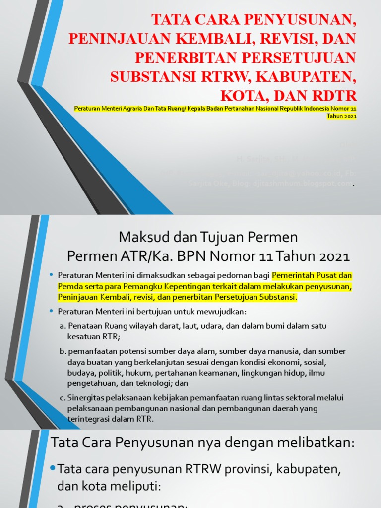 Tata Cara Revisi Dan Penyusunan RTR | PDF