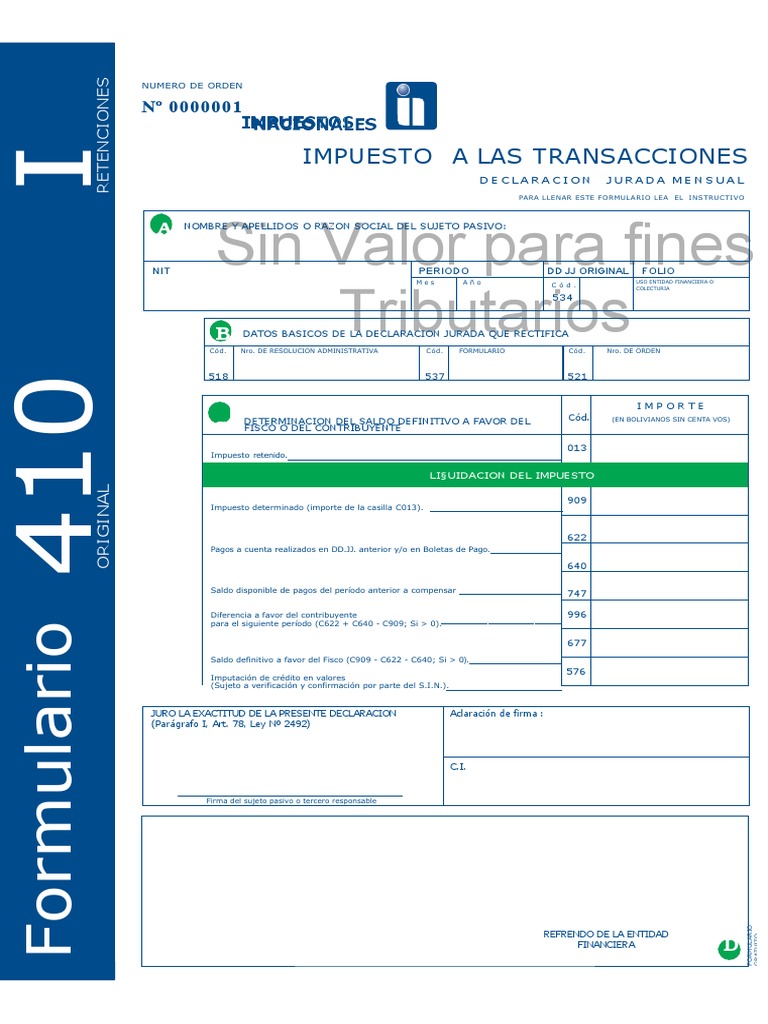 Form 410 | PDF | Impuestos | Pagos