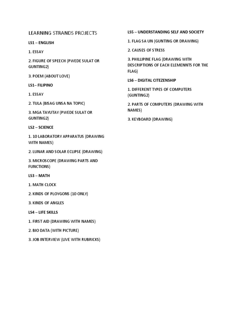 Learning Strands Projects | PDF