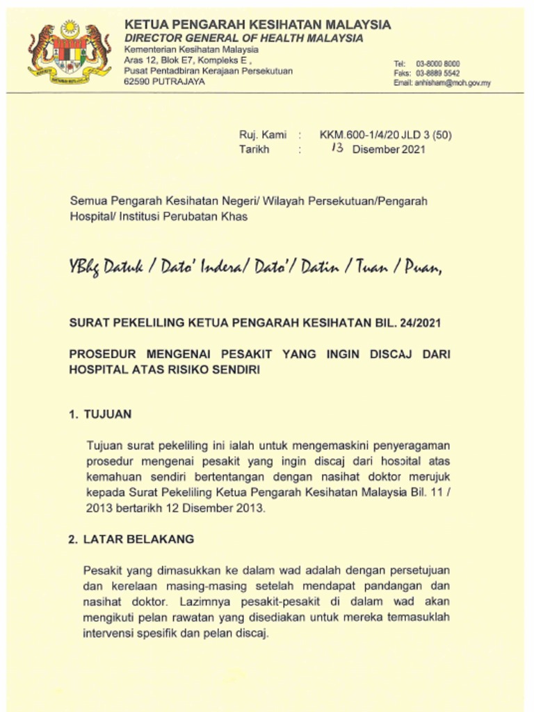 Surat Perkeliling KPK Bil 24 Prosedur Mengenai Pesakit Yang Ingin ...