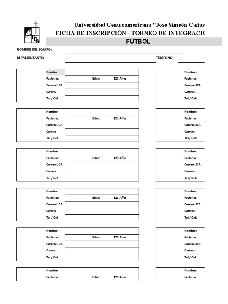 Ficha de Inscripción Fútbol | PDF