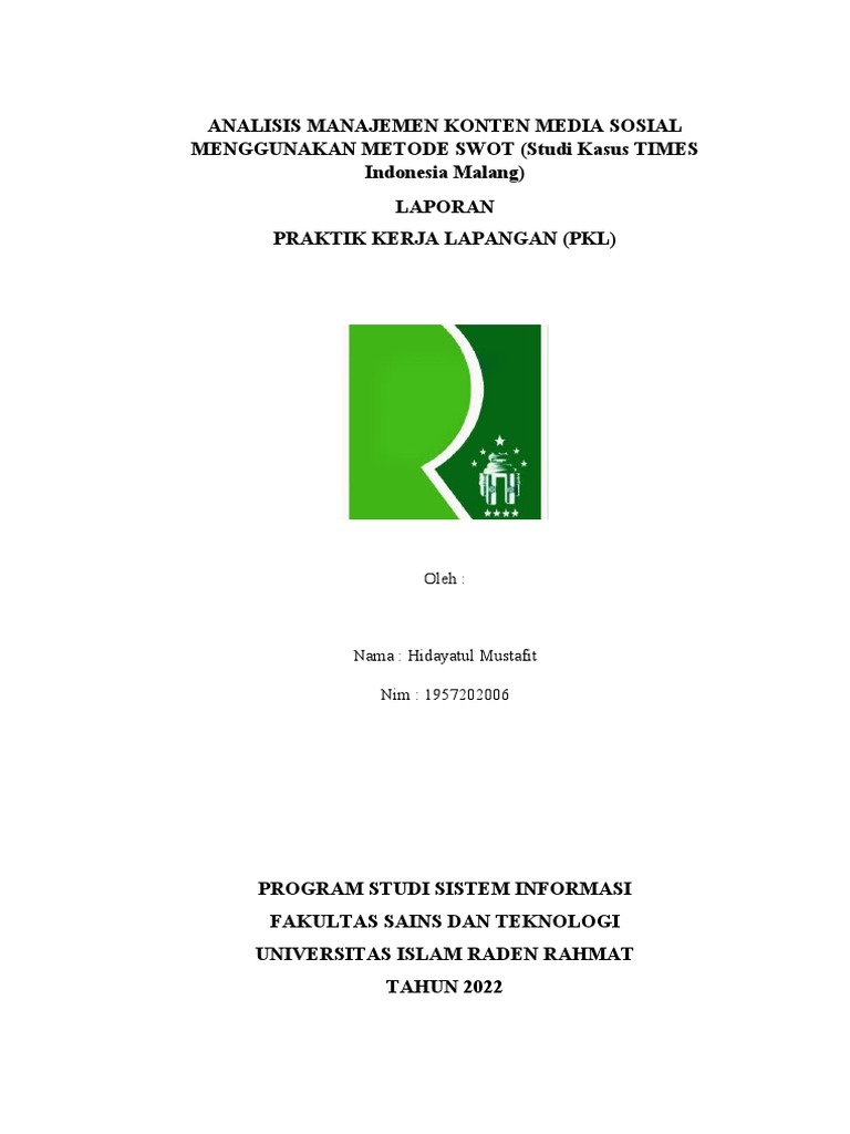 Cover Laporan PKL | PDF