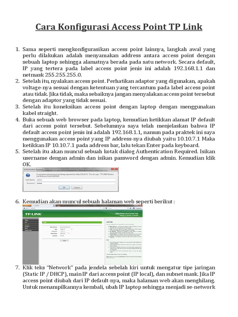 Panduan Konfigurasi TP Link Access Point | PDF